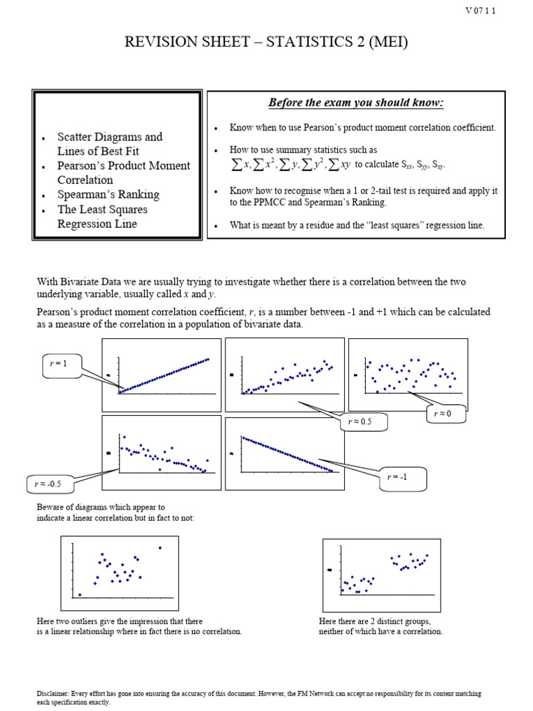 OCR MEI S2 Revision Sheets | PDF | Normal Distribution | Errors And ...
