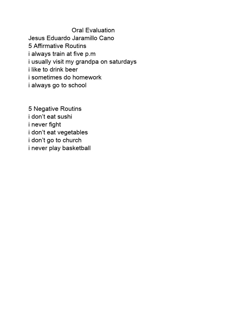 Oral Evaluation | PDF