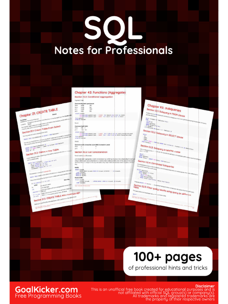 GoalKicker' SQL Notes for Professionals book | PDF