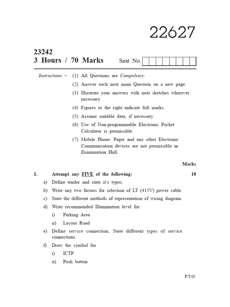 2024 Summer Question Paper | PDF | Electric Power Distribution ...