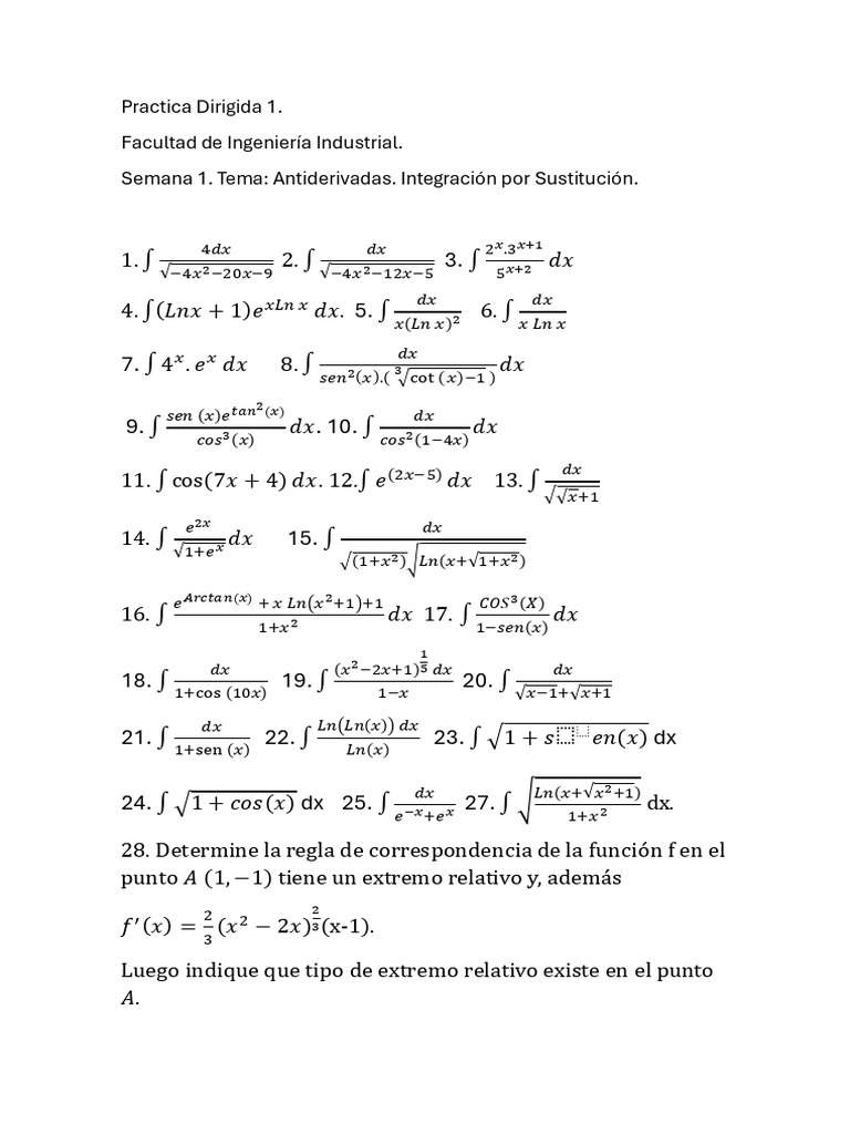 Práctica 01B - Cálculo II - Sección 6 | PDF | Integral | Pendiente