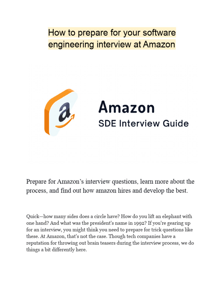 Amazon SDE Interview Preparation Guide | PDF | Leadership | Social ...