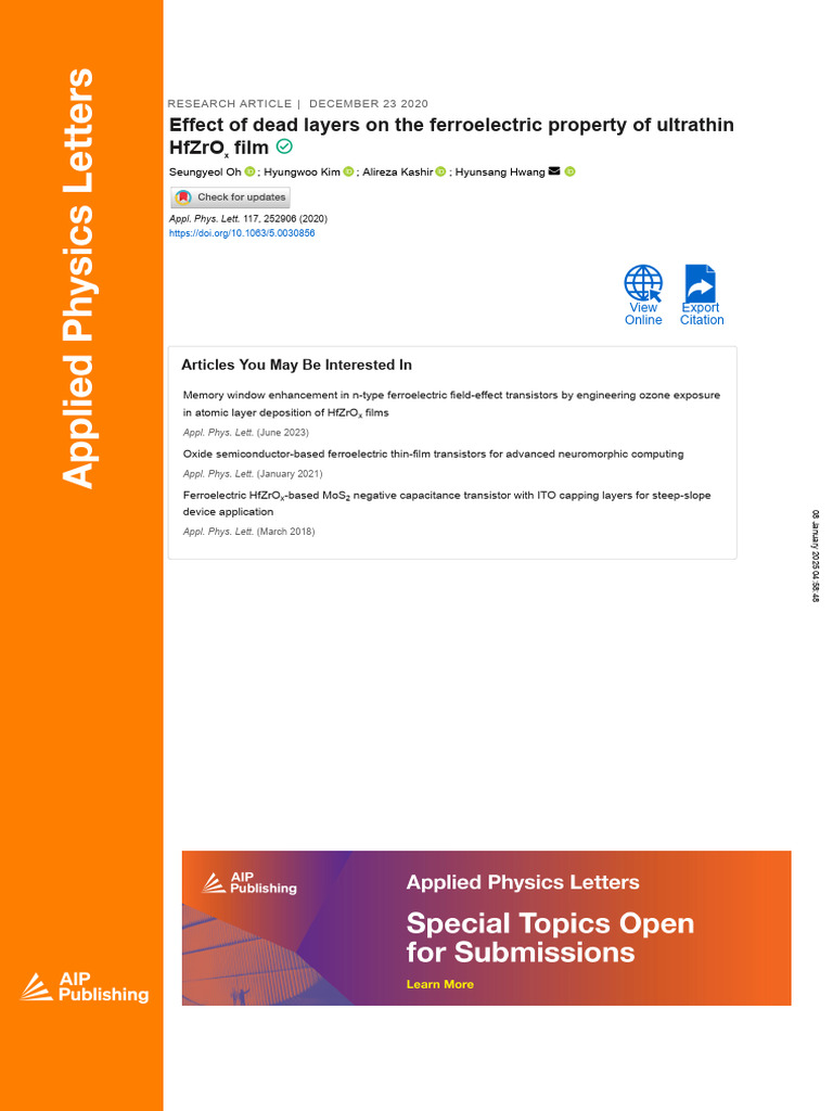 2020 - APL - Effect of Dead Layers On The Ferroelectric Property of ...