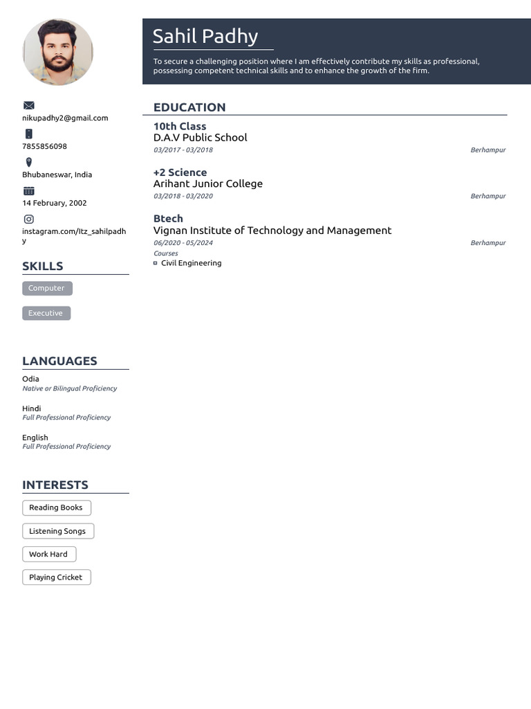 Sahil Padhy's Resume and Skills Overview | PDF
