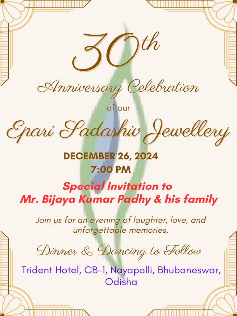 30th Anniversary Invitation Card | PDF