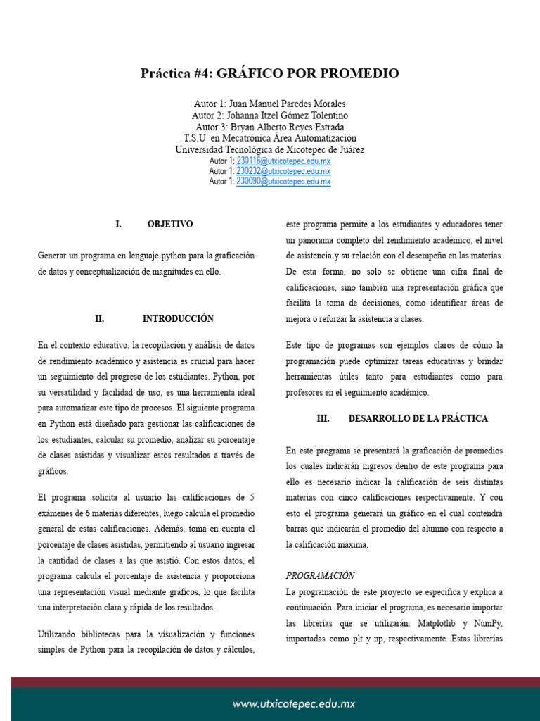 Practica 4_graficadora de Promedio | PDF | Python (lenguaje de programación) | Informática