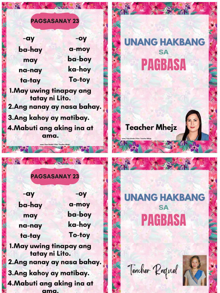 Unang Hakbang Sa Pagbasa BOOKLET - Teacher Mhejz | PDF