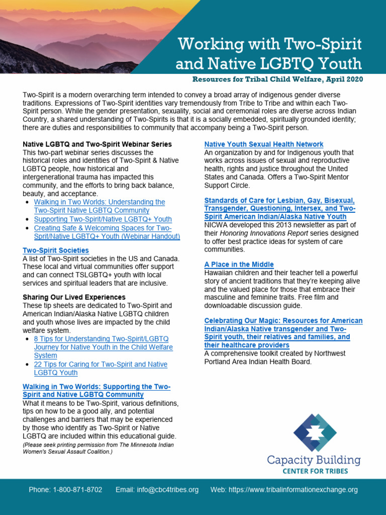 Resources for Two-Spirit Youth Support | PDF | Lgbt | LGBTQIA+ Studies