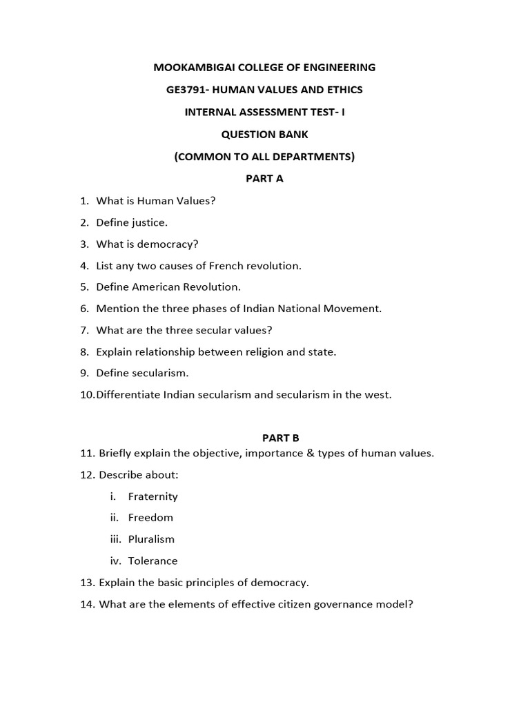 Ge3791 Iat-1 Qustion Bank | PDF
