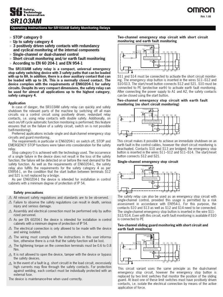 Safety Relay Instructions | PDF | Relay | Alternating Current