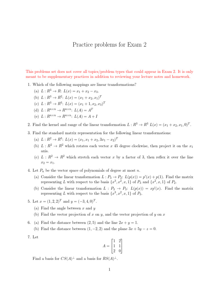 Practice2 | PDF | Eigenvalues And Eigenvectors | Norm (Mathematics)