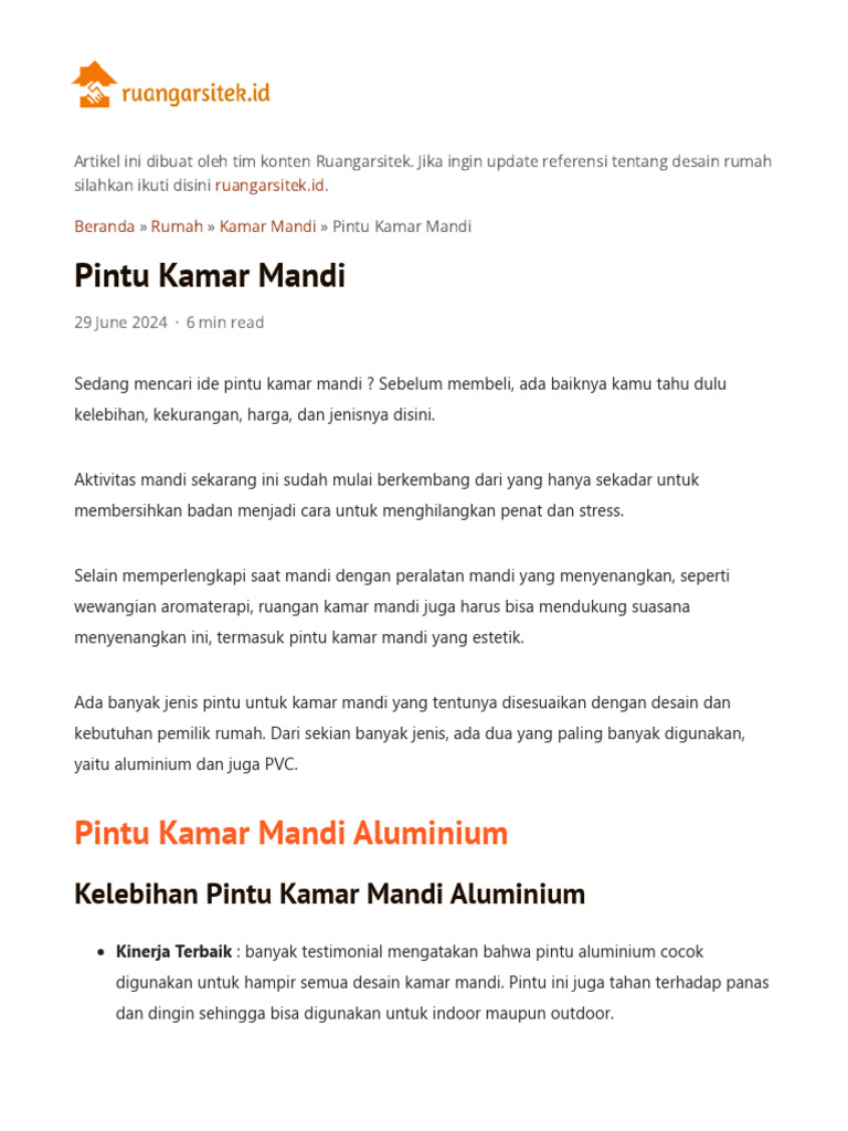 Tips Memilih Pintu Kamar Mandi | PDF