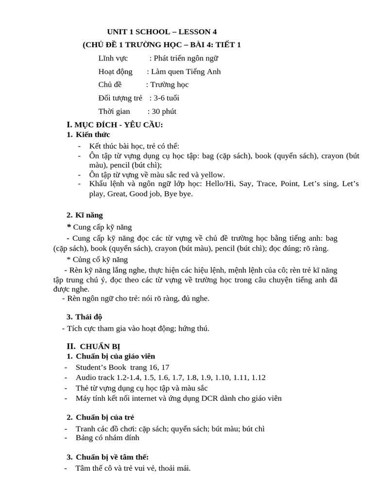 Unit 1 School Lesson 4.1 | PDF