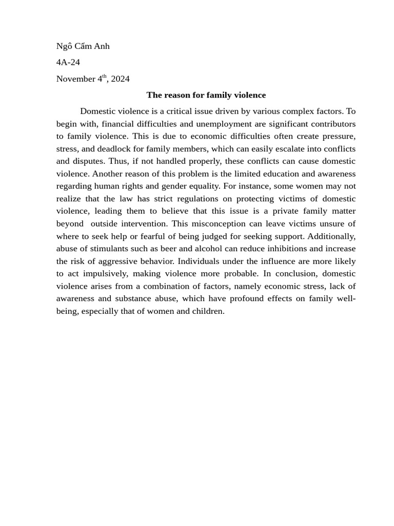 Understanding Domestic Violence Causes | PDF