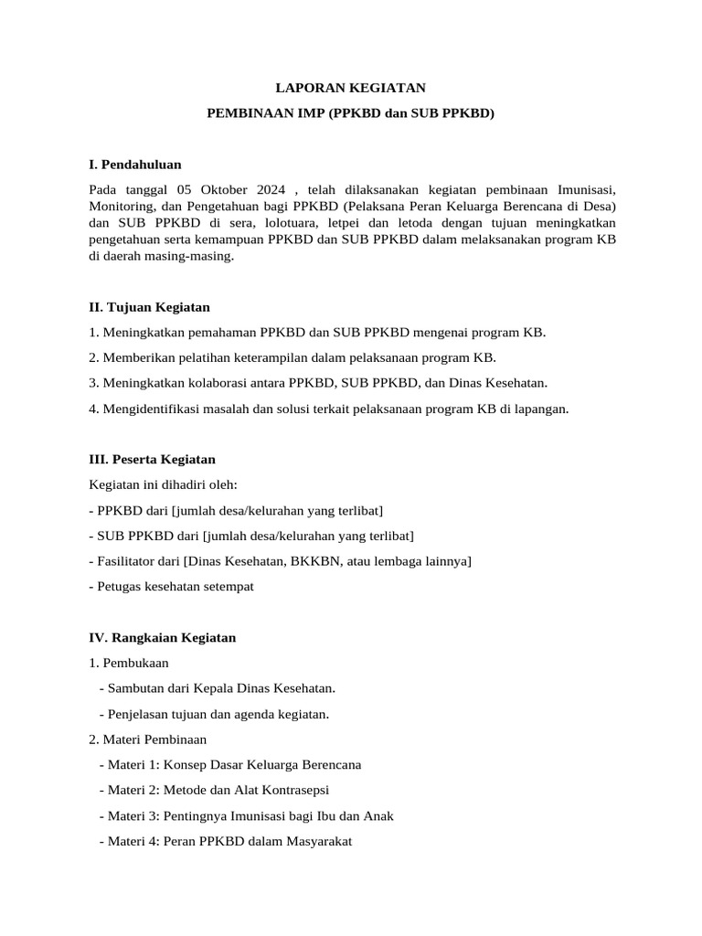 LAPORAN KEGIATAN 22 PEMBINAAN IMP (PPKBD Dan SUB PPKBD) | PDF