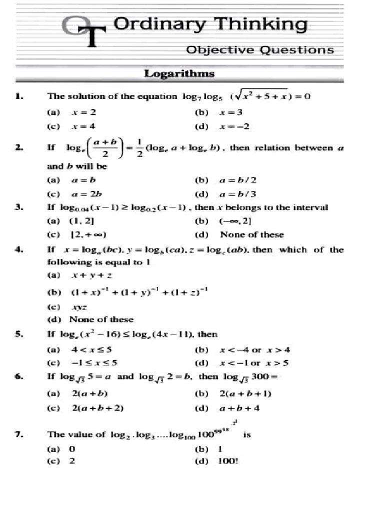 1) Uss Logarithm and Inequalities | PDF | Mathematical Concepts | Mathematical Objects