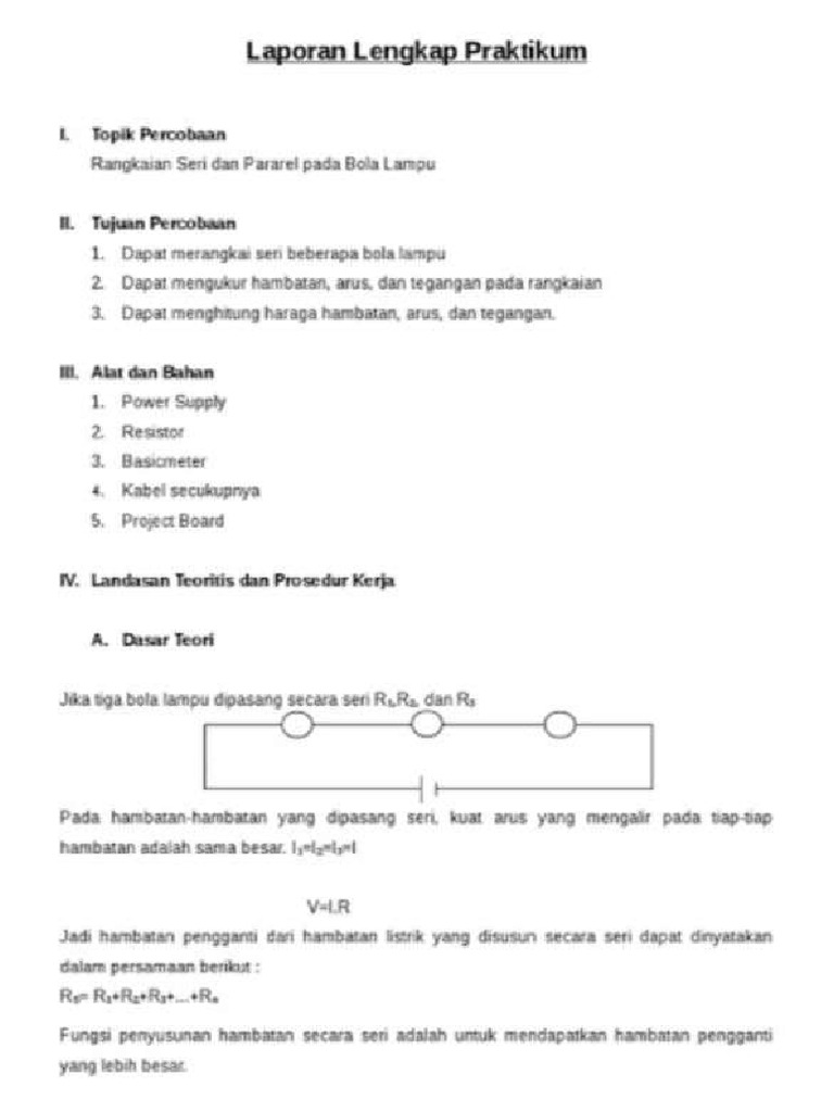 Laporan Praktikum Rangkaian Listrik | PDF