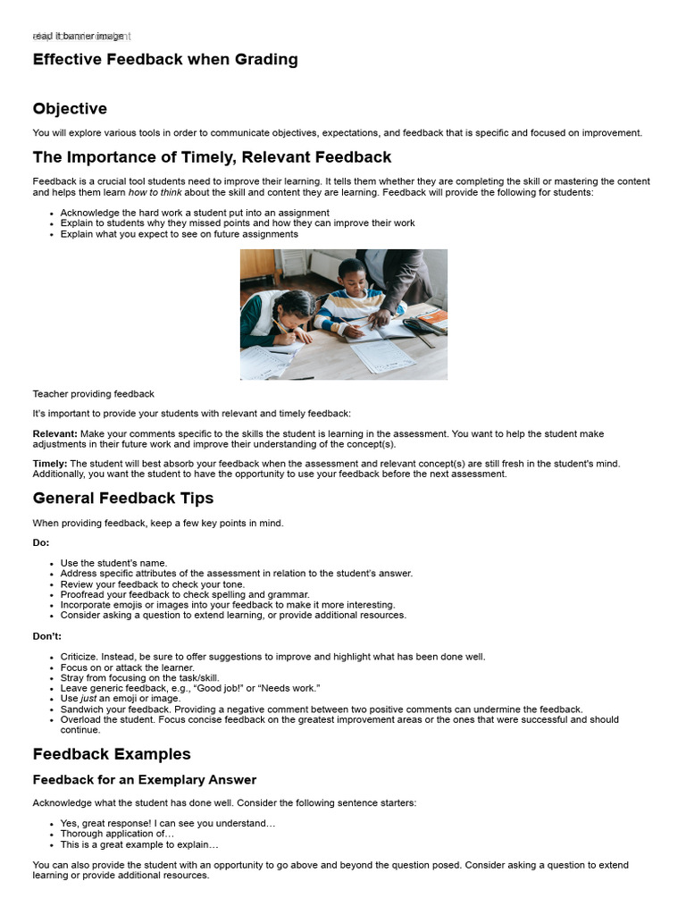Effective Feedback When Grading | PDF | Rubric (Academic) | Learning