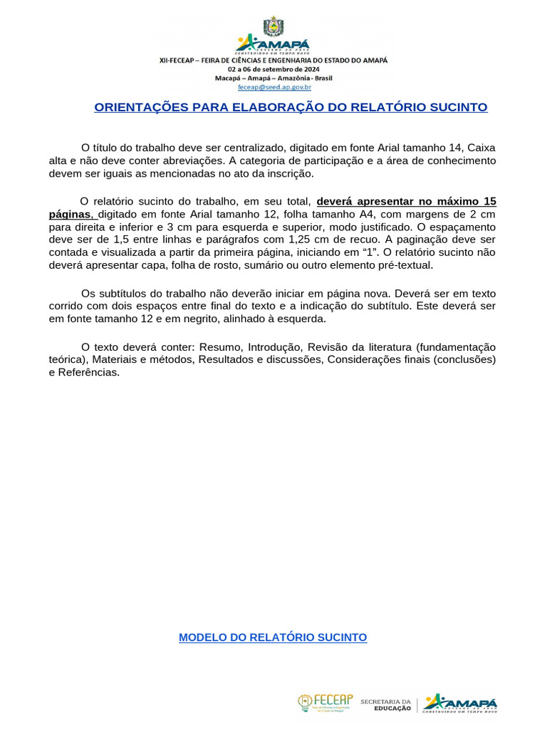 RELATORIO SUCINTO Incompleto | PDF | Economia | Abstract (resumo)