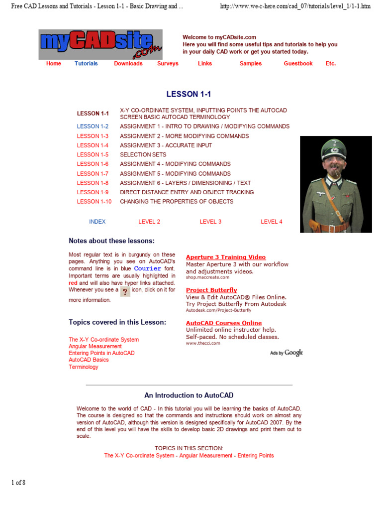 Free CAD Lessons and Tutorials | PDF | Auto Cad | Angle