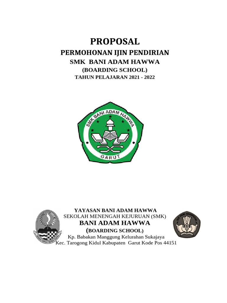 Proposal Pendirian SMK Bani Adam Hawwa | PDF