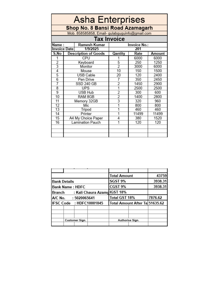 excel me invoice kaise banaye | PDF | Office Equipment | Personal Computers