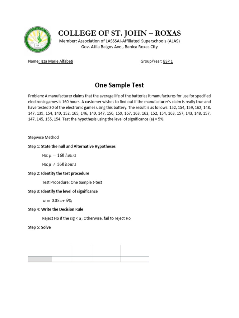 One-Sample-Test | PDF