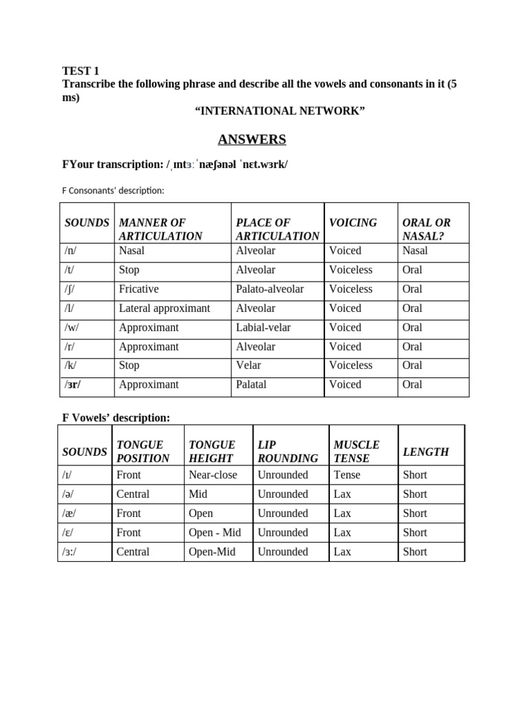 Vowel and Consonant Analysis Guide | PDF