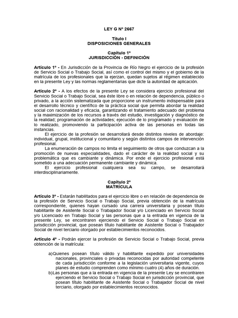 Ley Pcial. 2667. Reglament | PDF | Trabajo Social