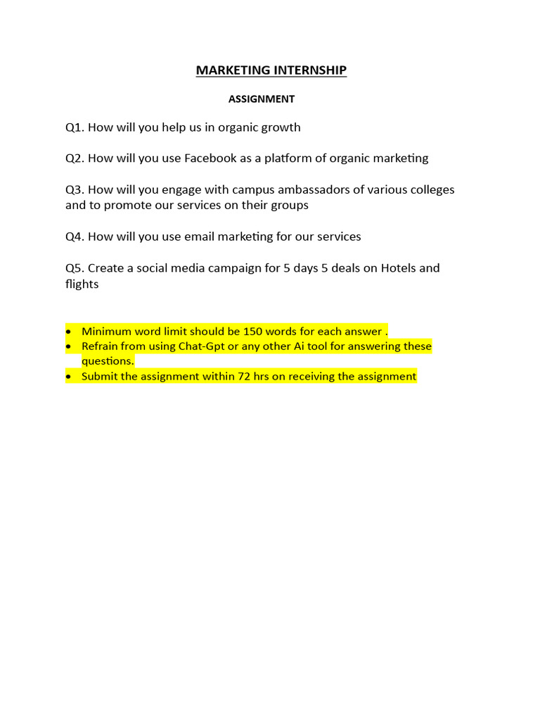 Marketing Assignment | PDF