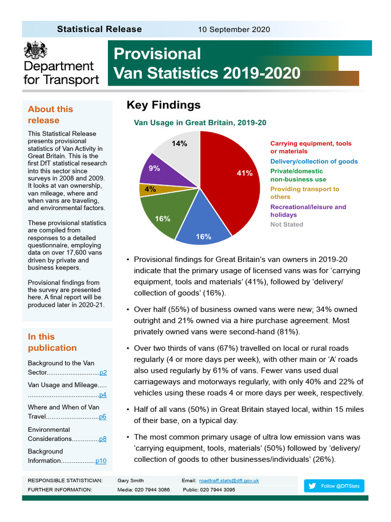 2019-20 Van Usage and Mileage Statistics | PDF | Exhaust Gas | Van