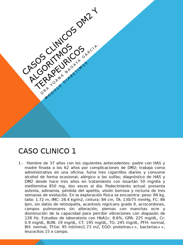 Casos Clínicos Dm2 y Algoritmos Terapeuricos | PDF | Hipoglucemia | Insulina