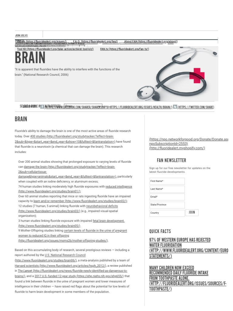 Fluoride Action Network - Brain | PDF | Attention Deficit Hyperactivity ...