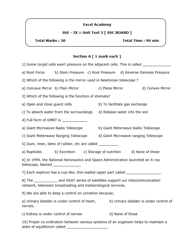 Grade 9 Science Test Prep | PDF | Telescope | Urinary System