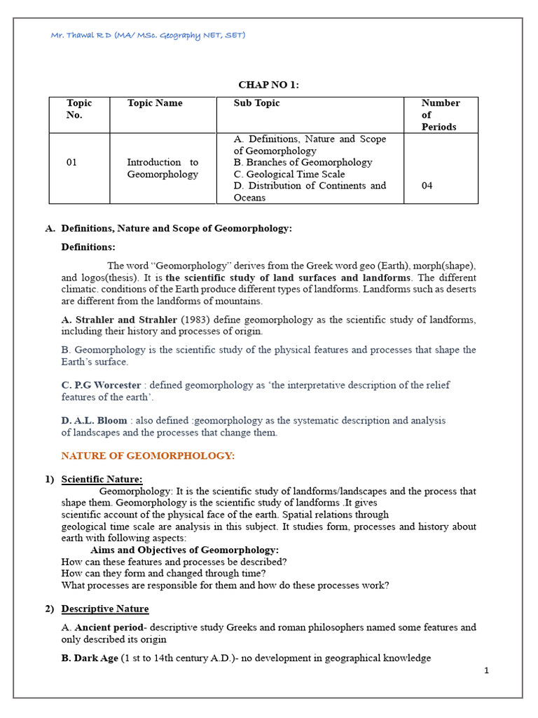 Chap 1 Introduction To Geomorphology | PDF | Plate Tectonics ...