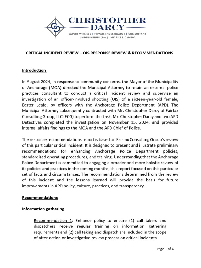 Critical Incident Report | PDF | Albuquerque Police Department | Policy