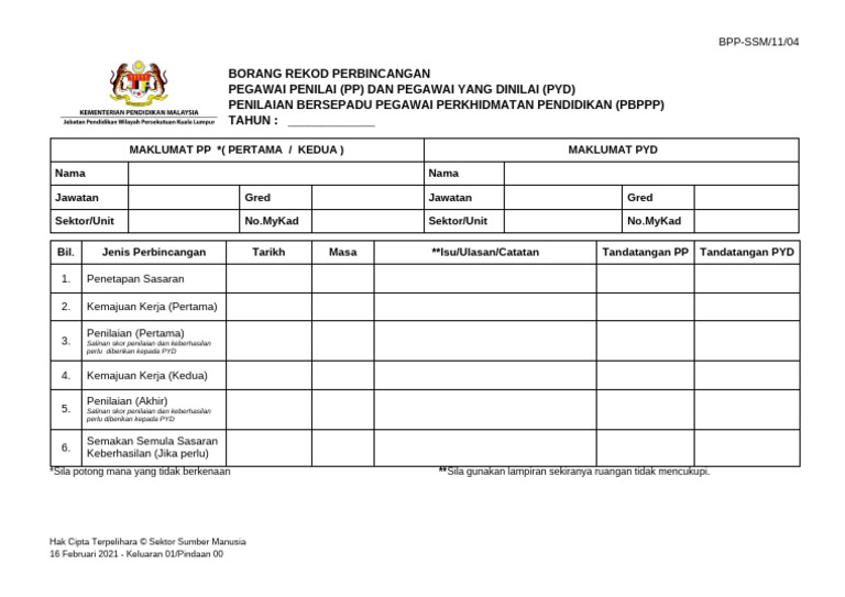 Borang Rekod Perjumpaan PP PYD Simple Version 2 | PDF