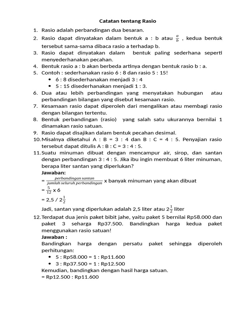 Panduan Dasar Rasio | PDF