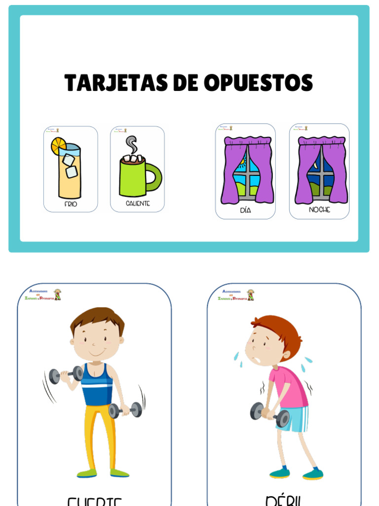 Tarjetas de Opuestos para Imprimir | PDF