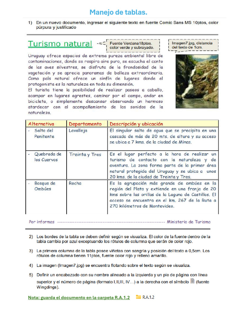 Instrucciones-Manejo de tablas | PDF