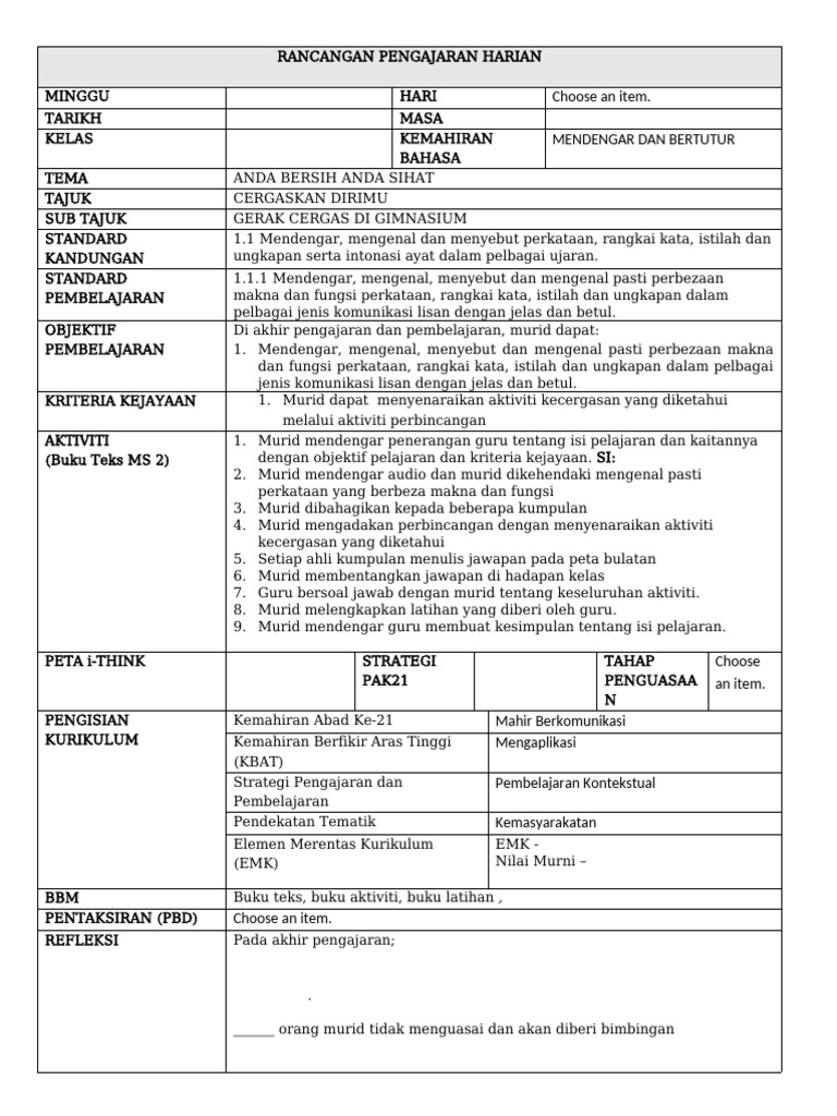 Tema 1 Anda Bersih Anda Sihat Pdf