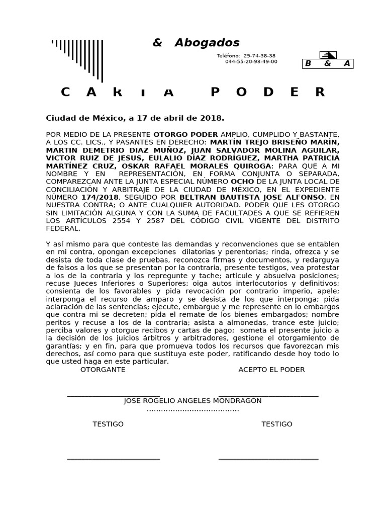 CARTA Poder Juicio Laboral | PDF | Justicia | Crimen y violencia