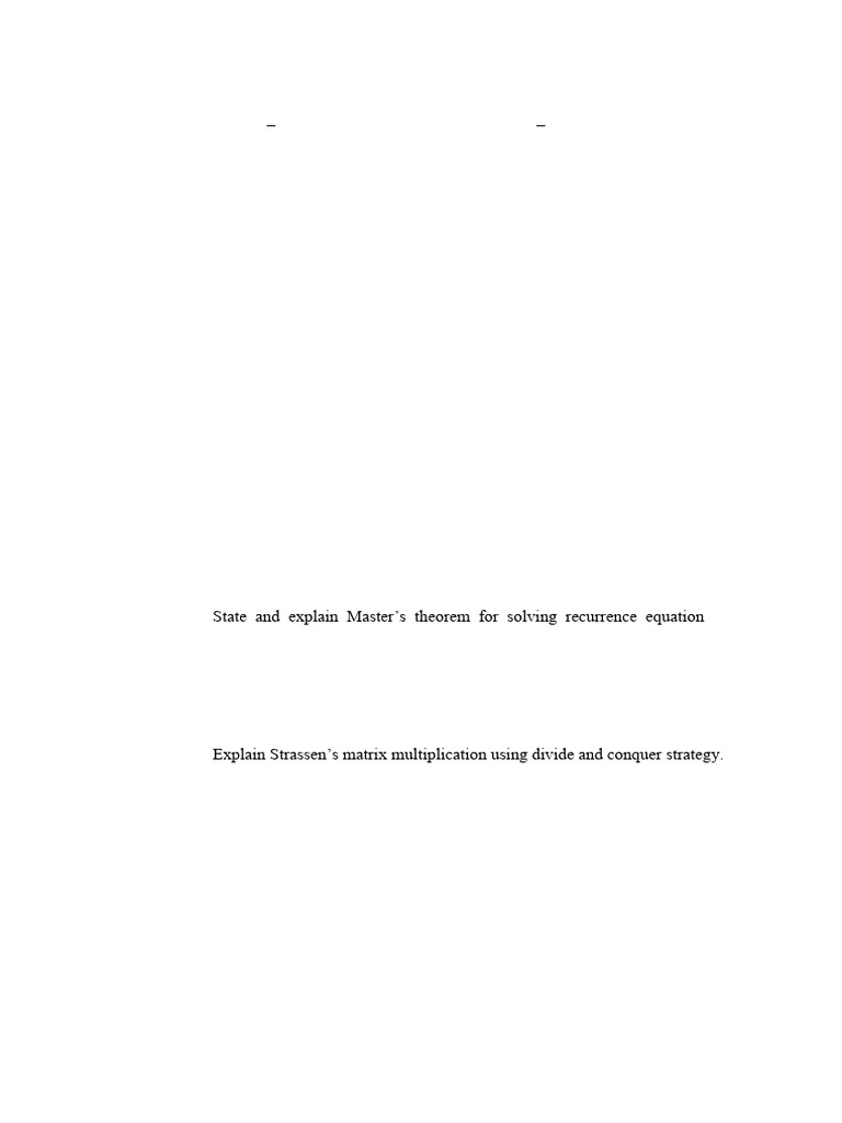 Design and Analysis of Algorithms MAY 2024 | PDF | Dynamic Programming | Recurrence Relation