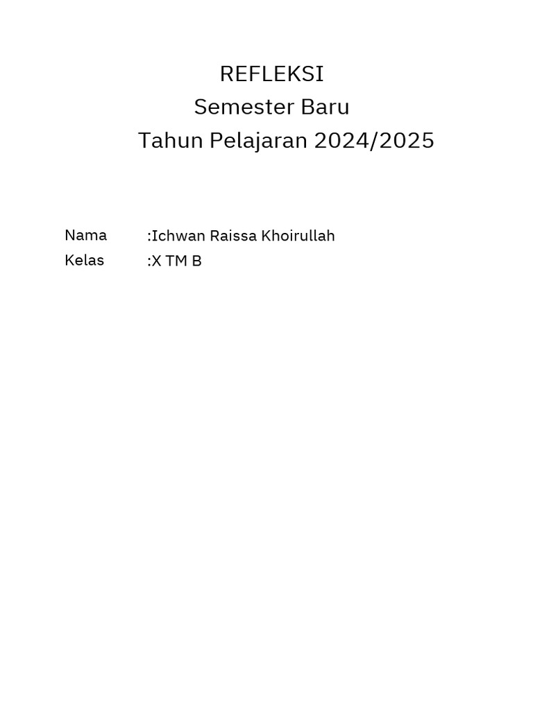 Refleksi Belajar Semester 1 dan Harapan Semester 2 | PDF