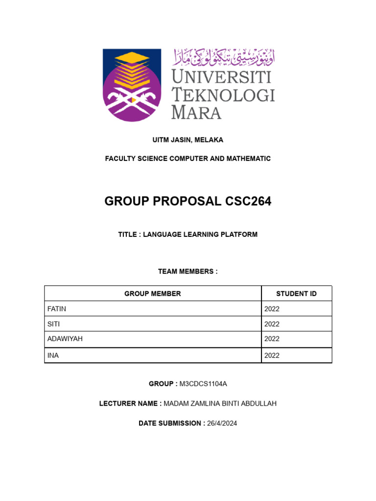 CSC264 Proposal Group Project | PDF | Computing