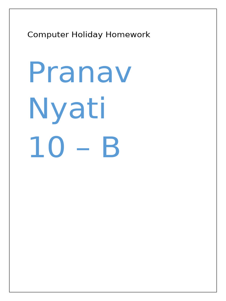 Computer Holiday Homework | PDF