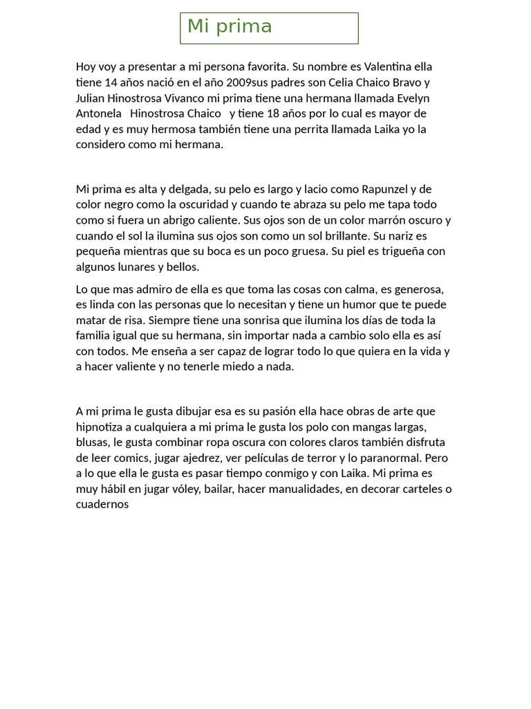 Mi Persona Favorita | PDF