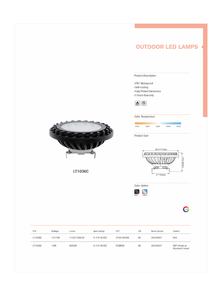 LT1036C Par36 Lamp For Landsape Lighting | PDF