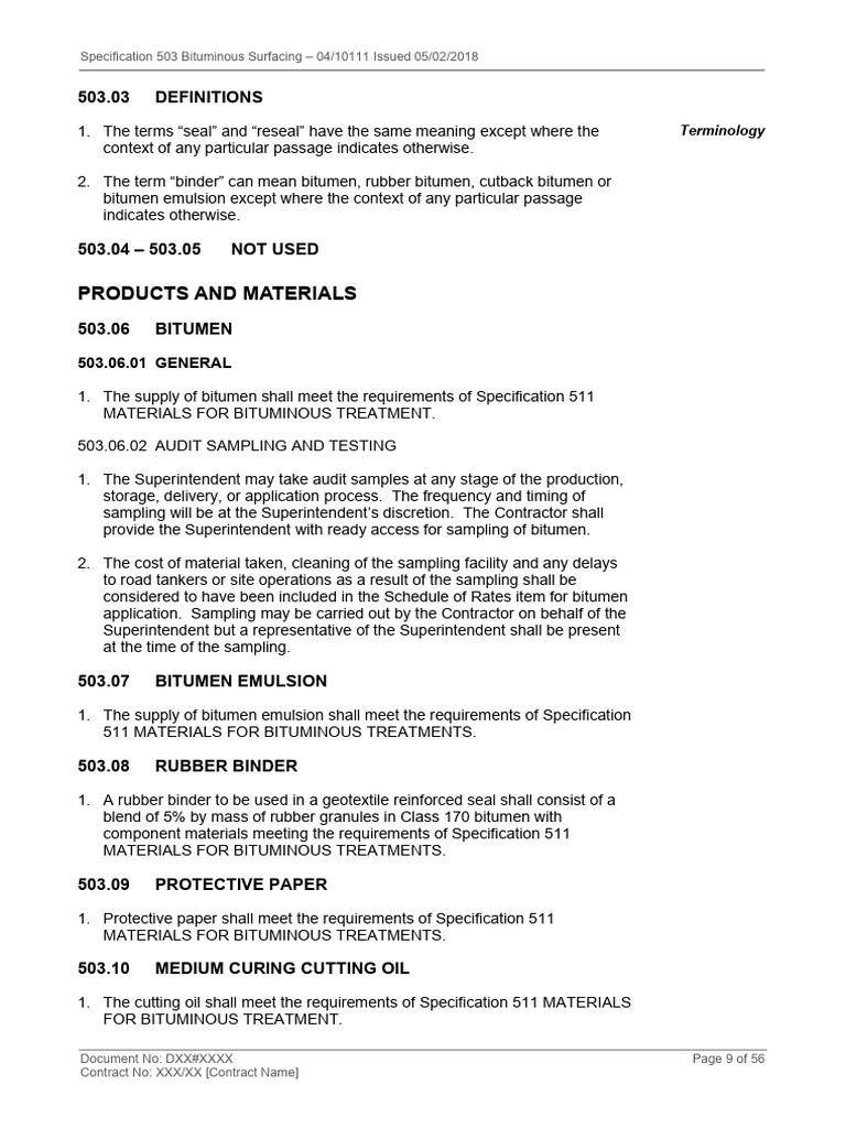 Bituminous Surfacing Specification 503 | PDF