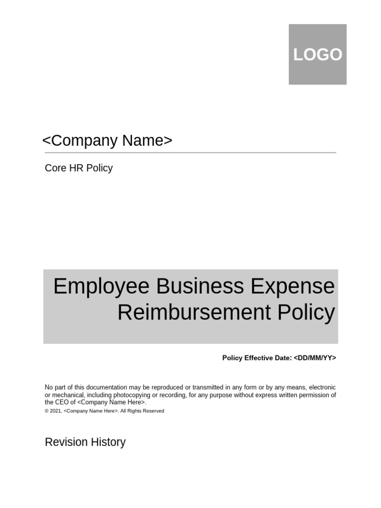Business Expense Reimbursement Policy | PDF | Per Diem